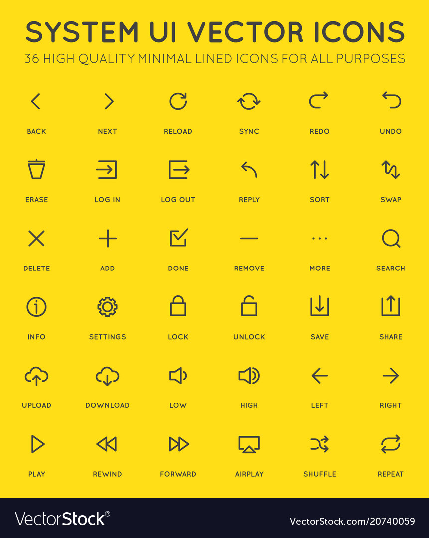 System user interface ui icon set high quality Vector Image