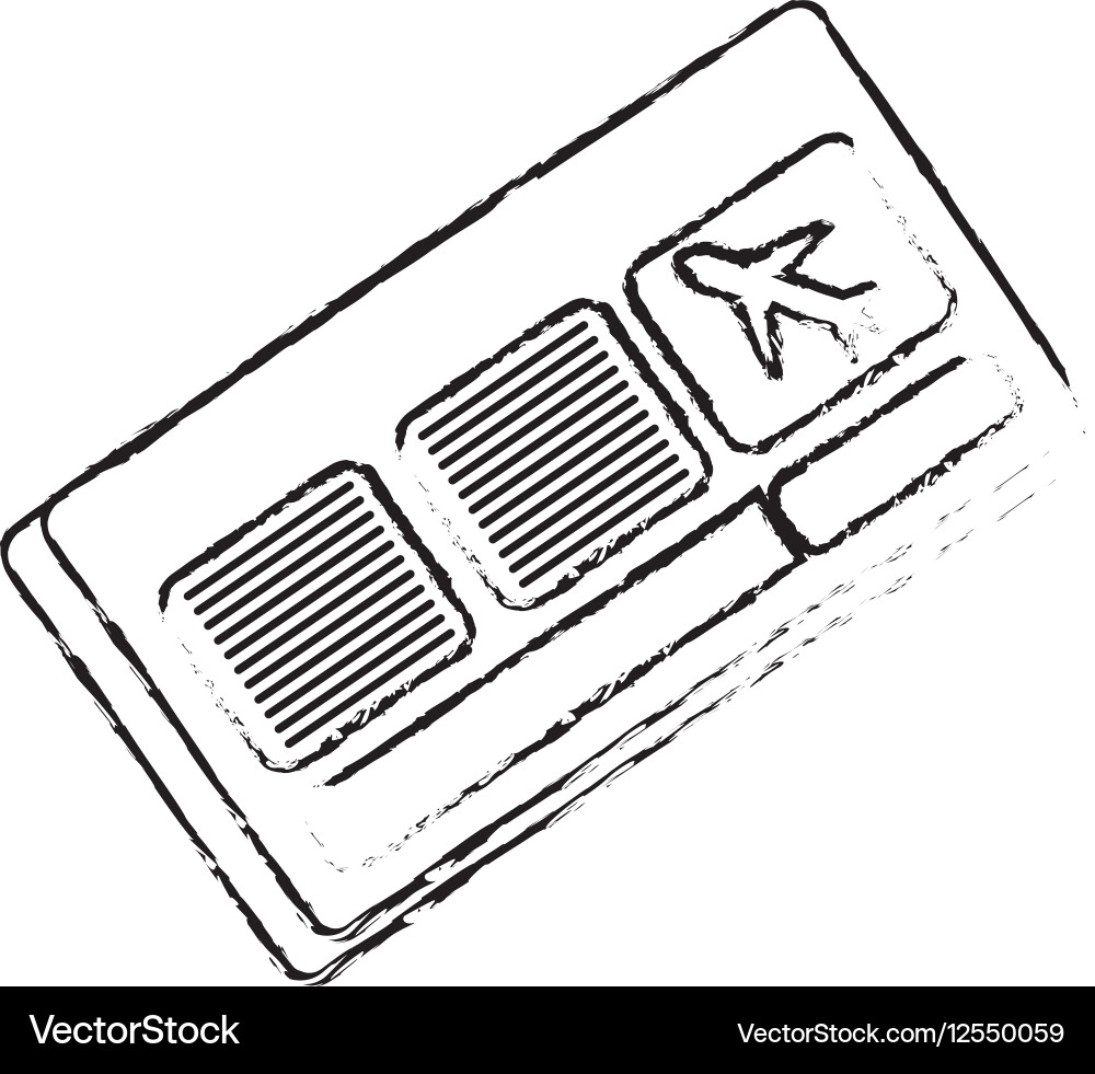 Ticket airplane travel sketch Royalty Free Vector Image
