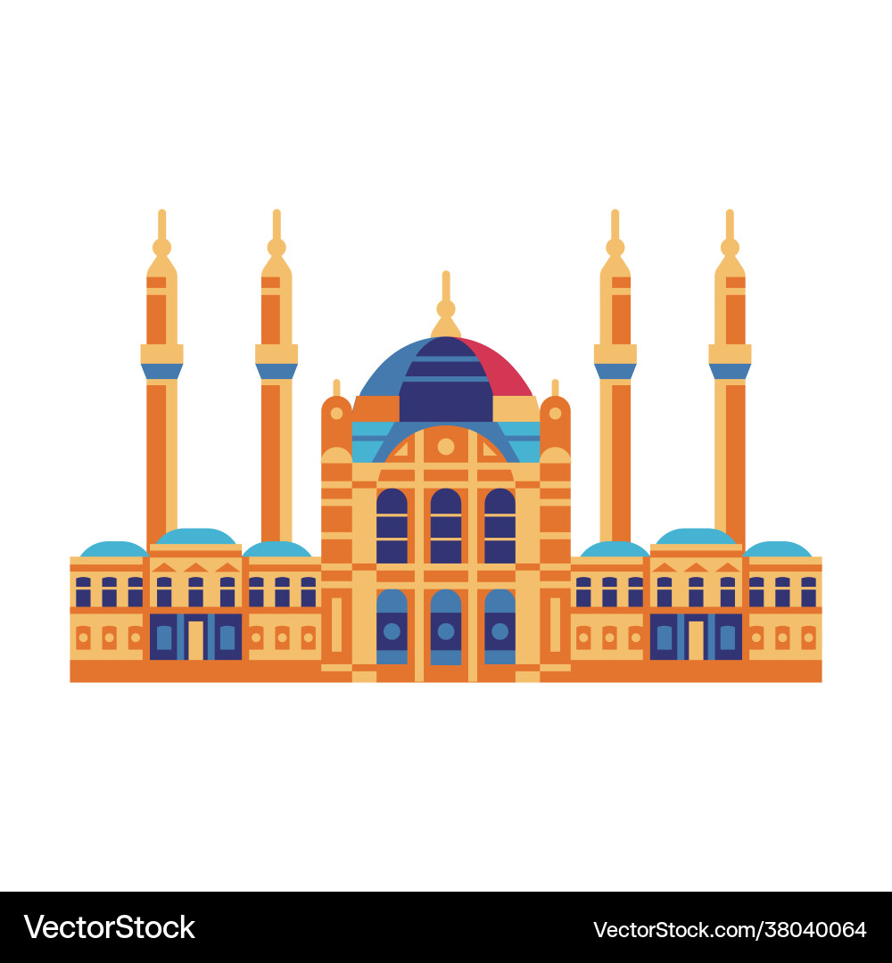 Arabic or turkish mosque with minarets icon Vector Image