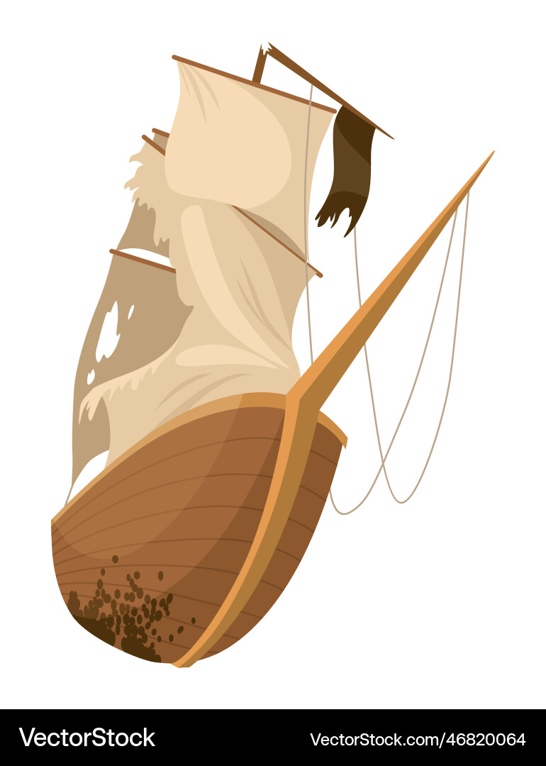 Broken ship icon cartoon wooden battered ship Vector Image