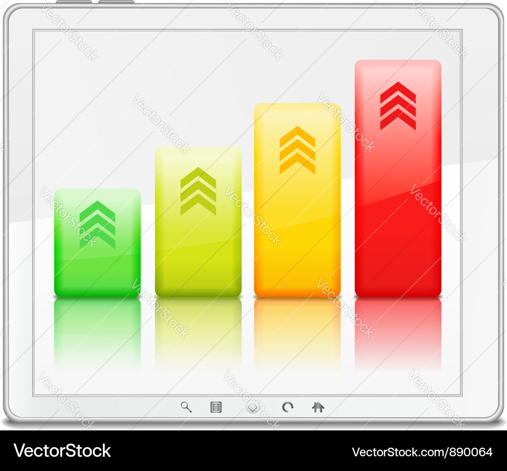 Graph on screen tablet pc Royalty Free Vector Image