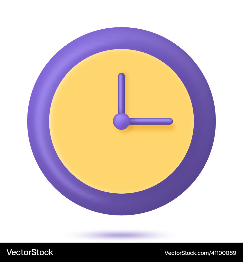 Circle clock icon 3d rendering isolated on white Vector Image