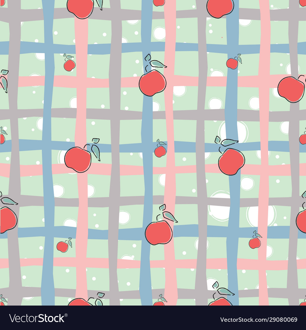 Cute seamless pattern with red apples background Vector Image