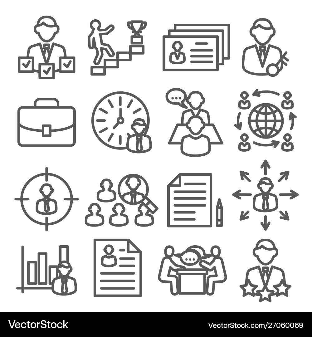 Head hunting line icons on white background Vector Image