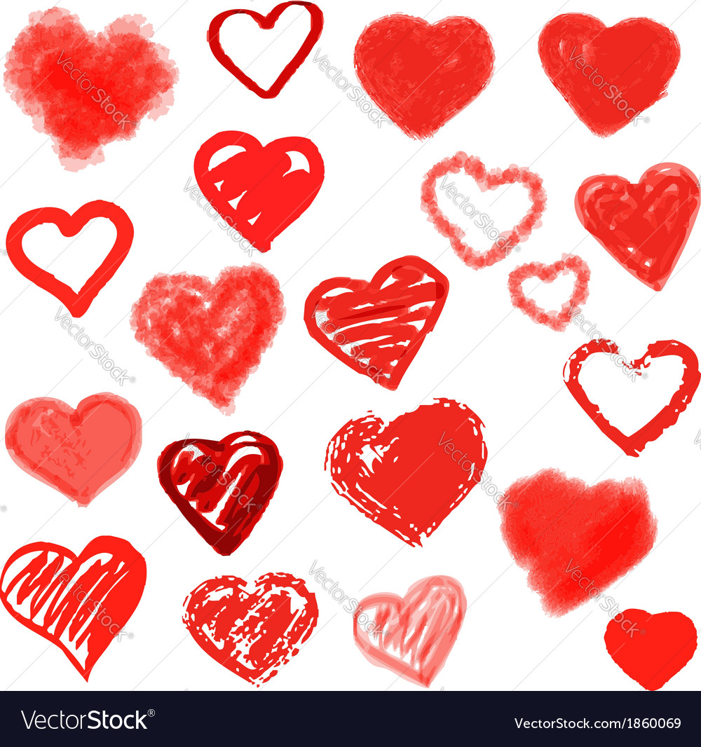 Hearts set Hand drawn Royalty Free Vector Image