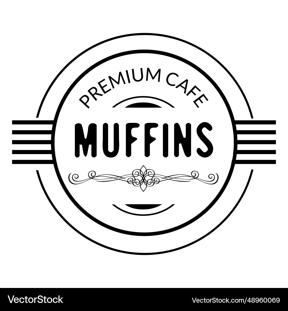 Premium cafe muffins label Royalty Free Vector Image