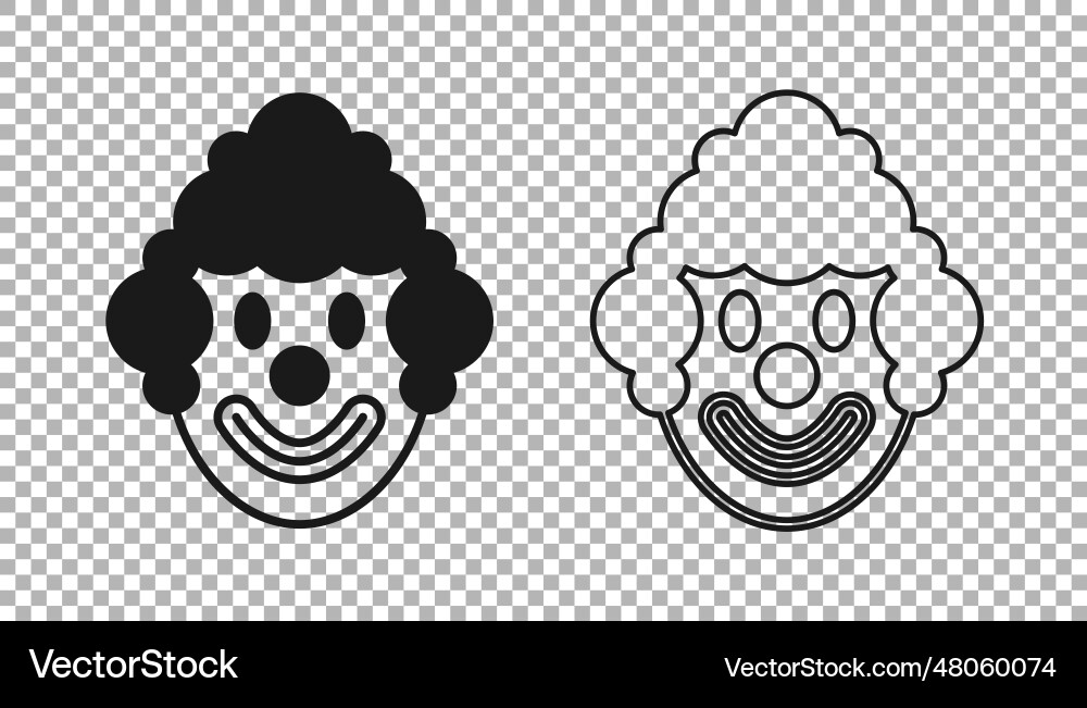 Black clown head icon isolated on transparent Vector Image