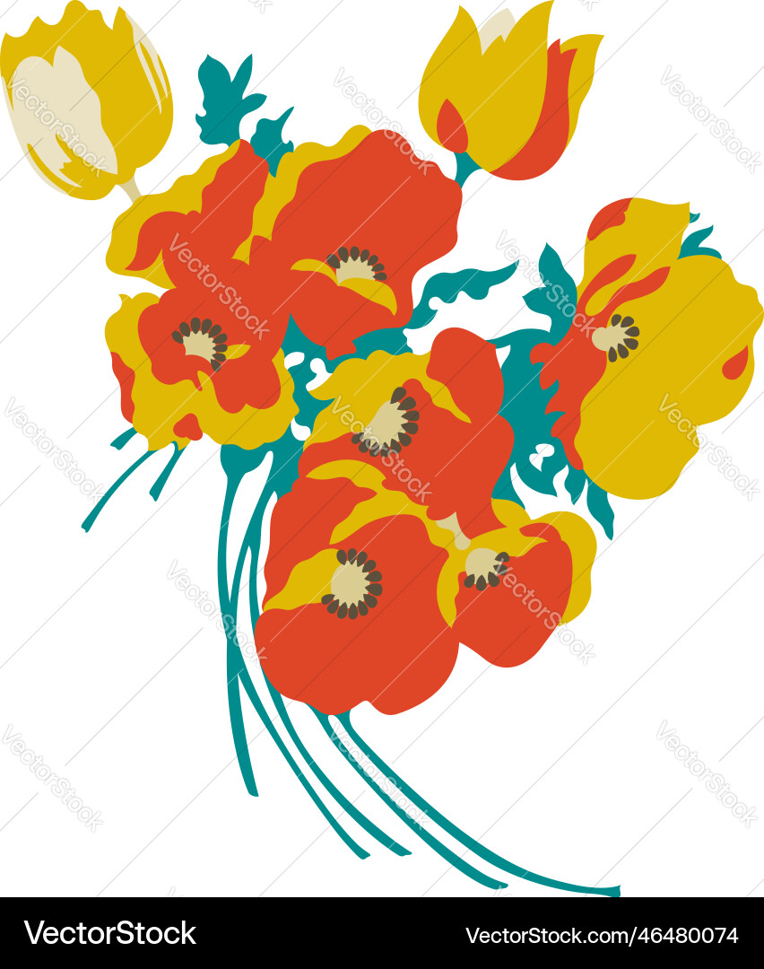 Olga 1979 flower power bouquet Royalty Free Vector Image