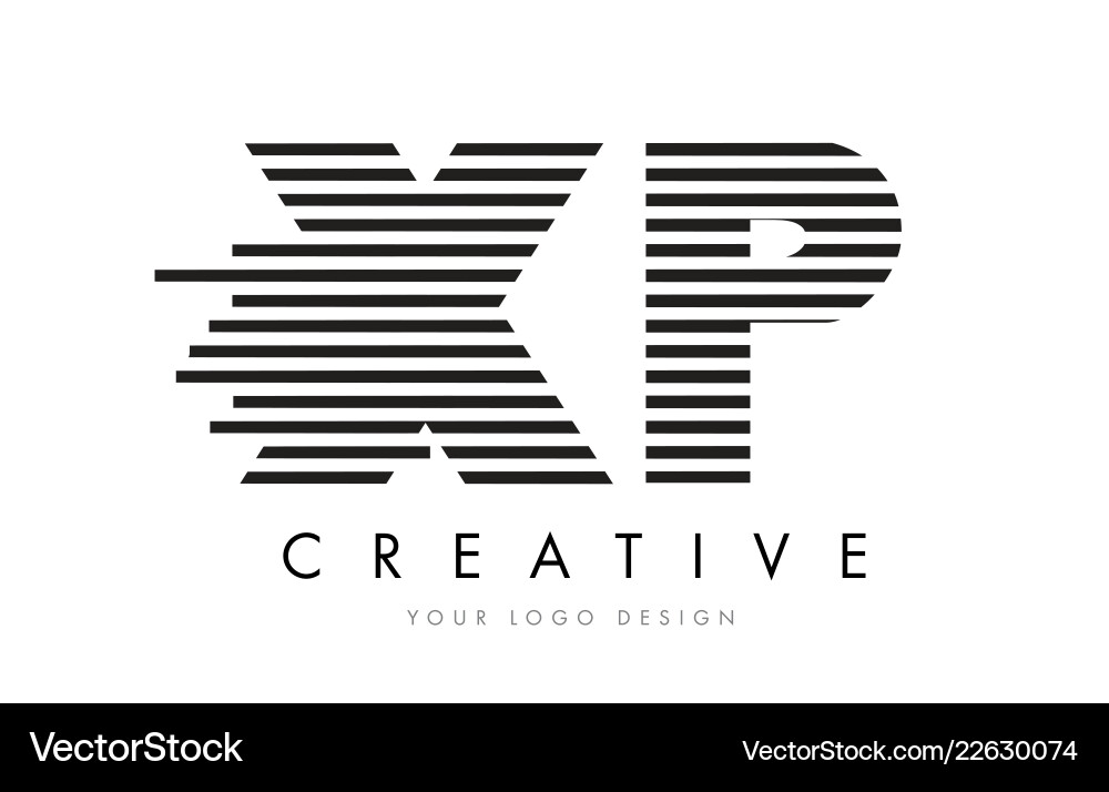Xp x p zebra letter logo design with black Vector Image