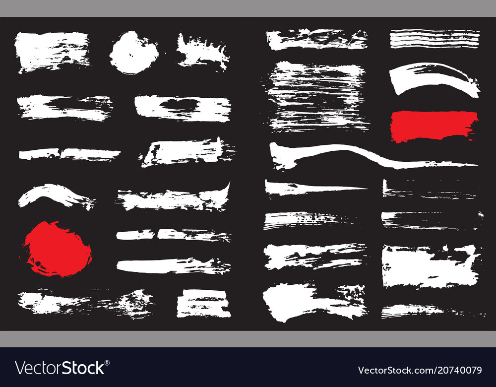 Big set black pen ink brush strokes grunge ink Vector Image