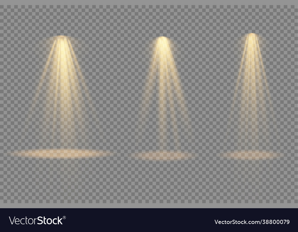 Set yellow spotlight projector light effect Vector Image Set yellow spotlight projector light effect Vector Image