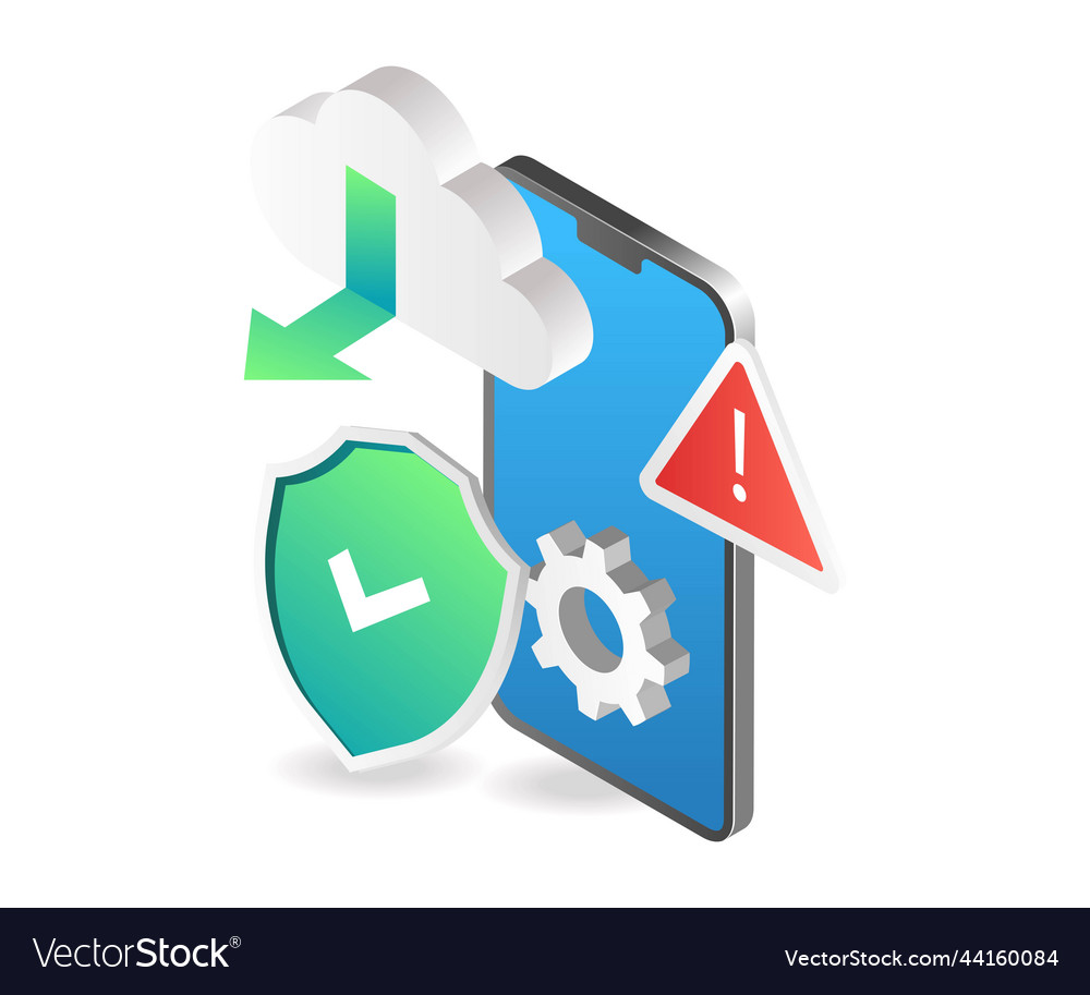 Application security warning on cloud server Vector Image