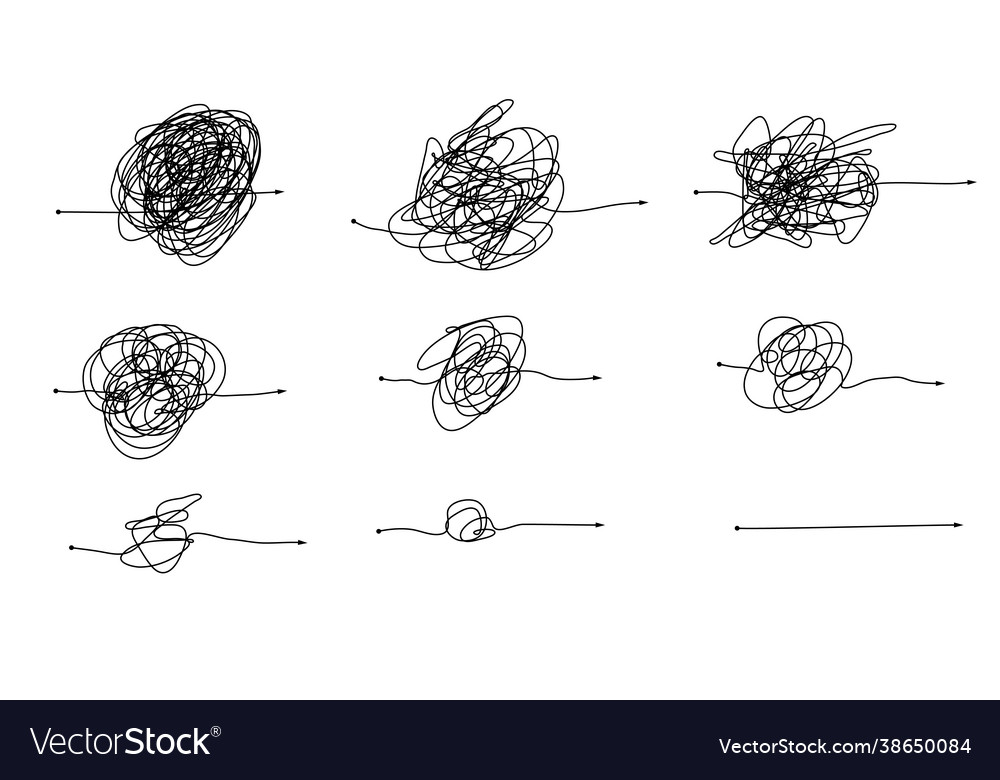 Complex and simple line path set scribble Vector Image