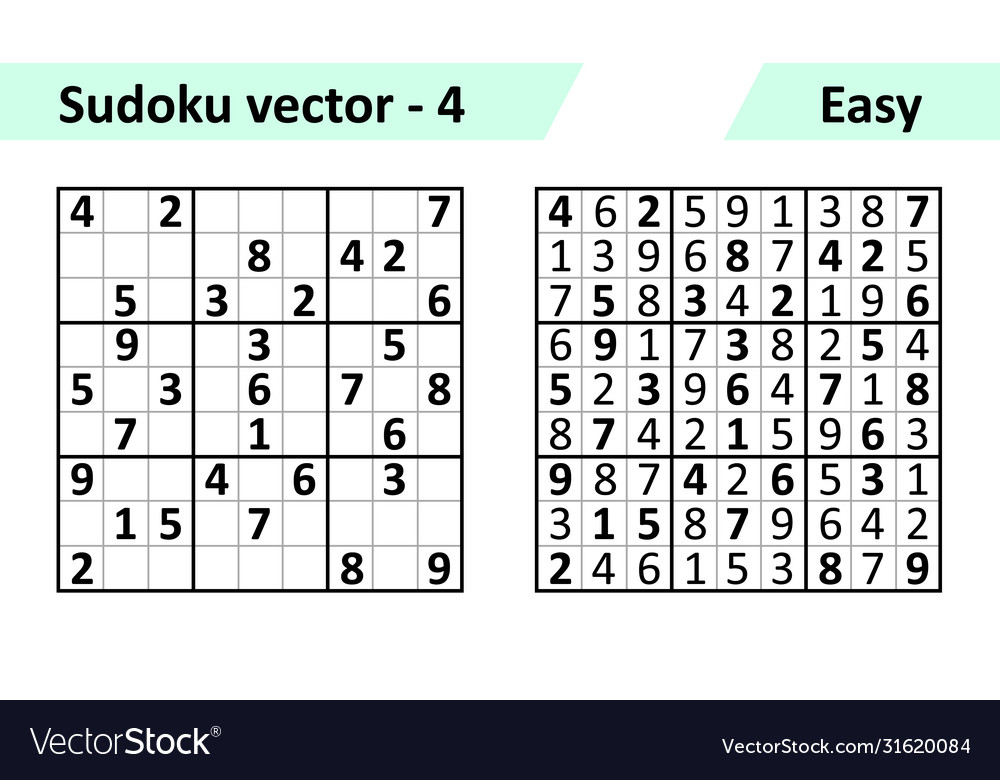 Sudoku game with answers simple design set Vector Image