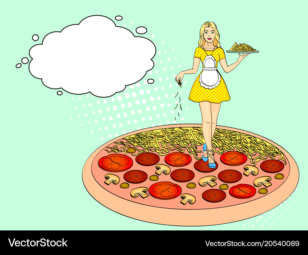 Pop art process of cooking pizza comic book style Vector Image