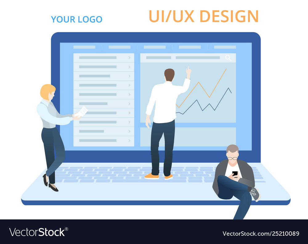 Ui design concept with character and text Vector Image