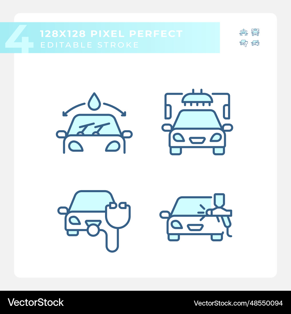 Pixel perfect blue car repair and service linear Vector Image