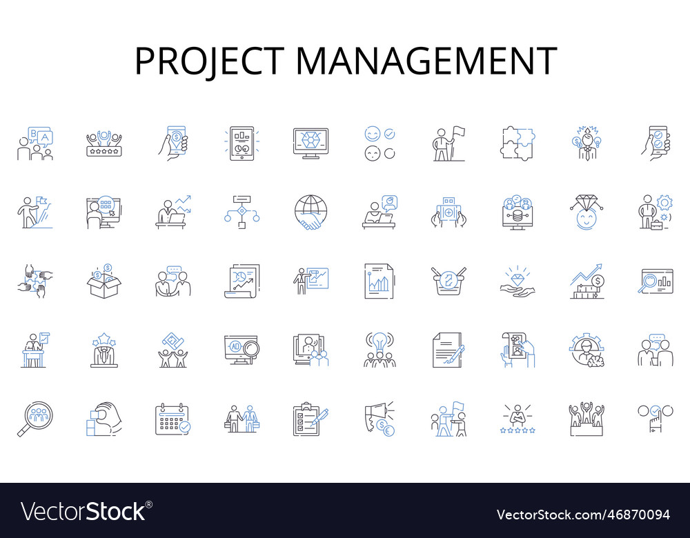 Project management line icons collection reinvent Vector Image Project management line icons collection reinvent Vector Image
