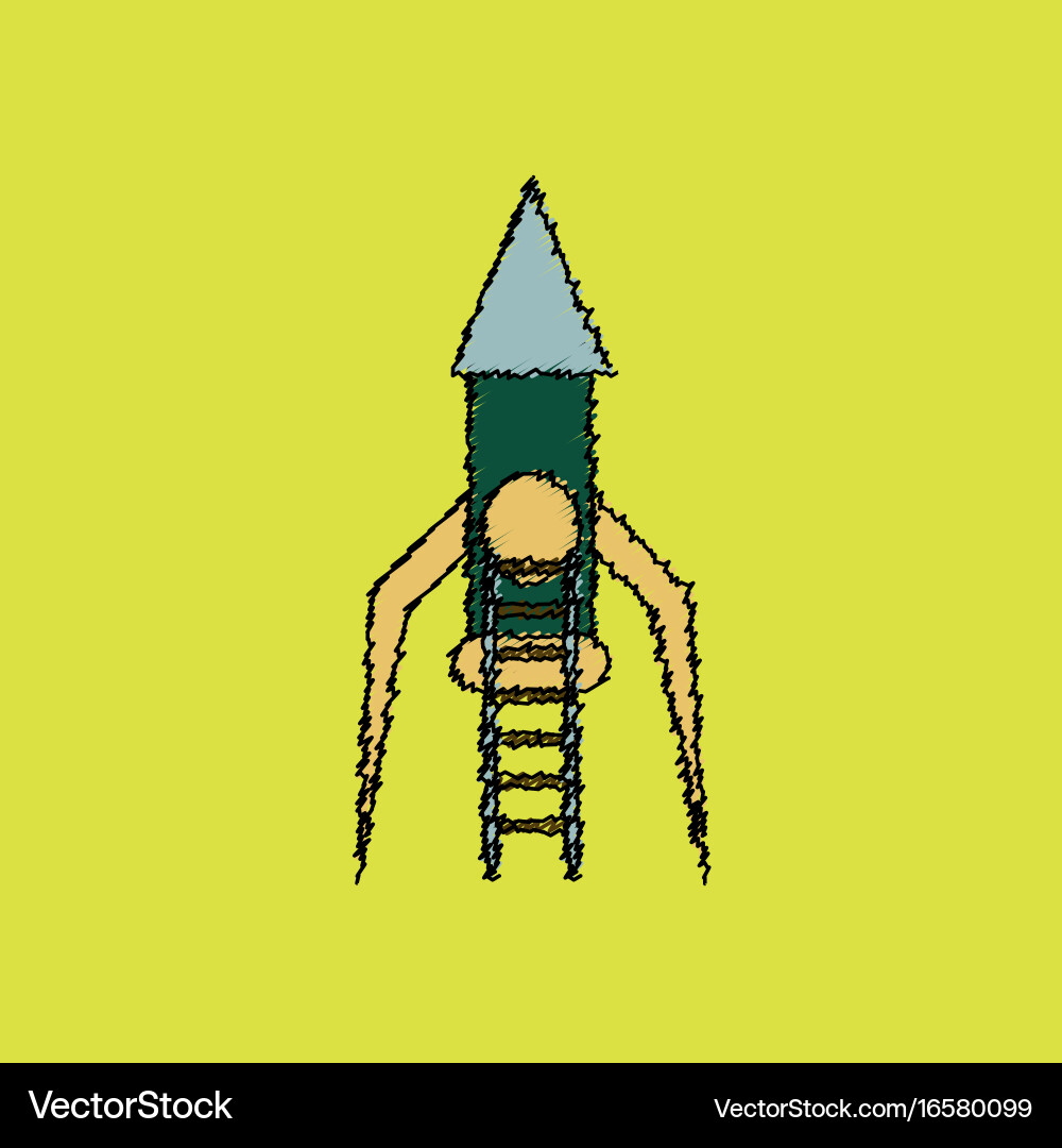 Flat icon design collection rocket and ladder Vector Image