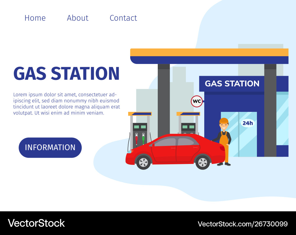 Gas filling station web site template Royalty Free Vector