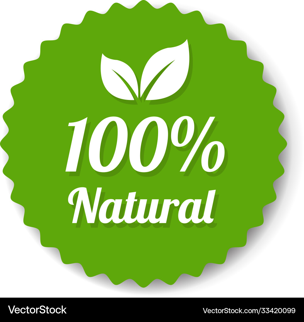 Natural green label with leaves Royalty Free Vector Image