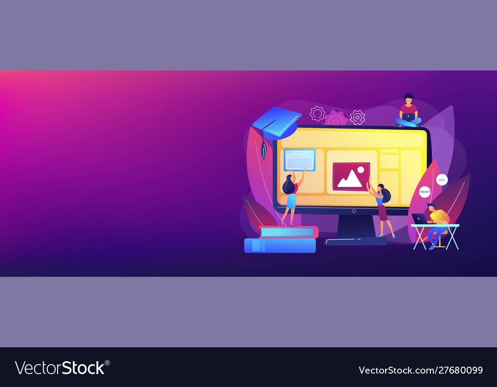 Web development courses concept banner header Vector Image