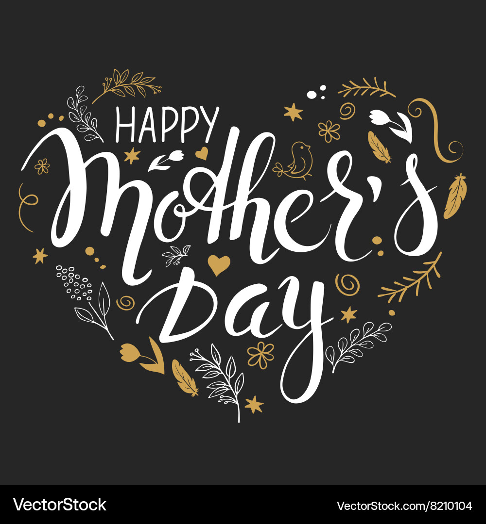 Hand drawn mothers day lettering heart Royalty Free Vector