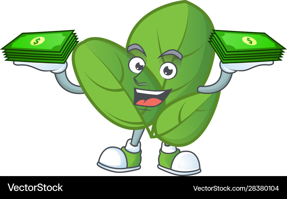 Happy face basil character with money on hand Vector Image