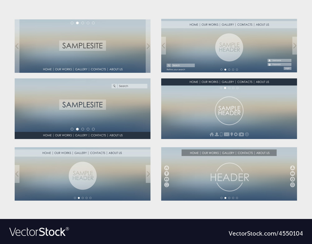 Header design for web site Royalty Free Vector Image