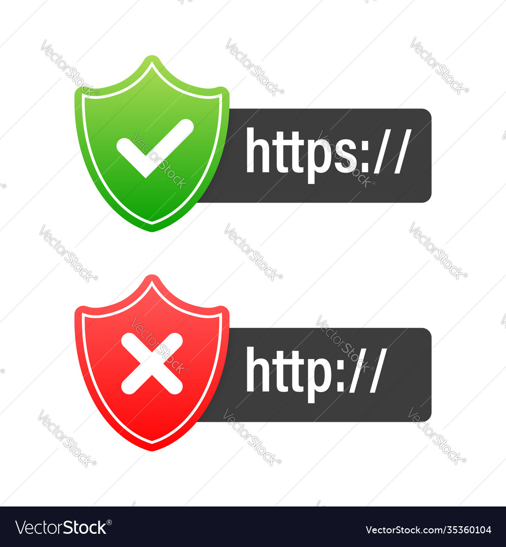 Http and https protocols on shield Royalty Free Vector Image