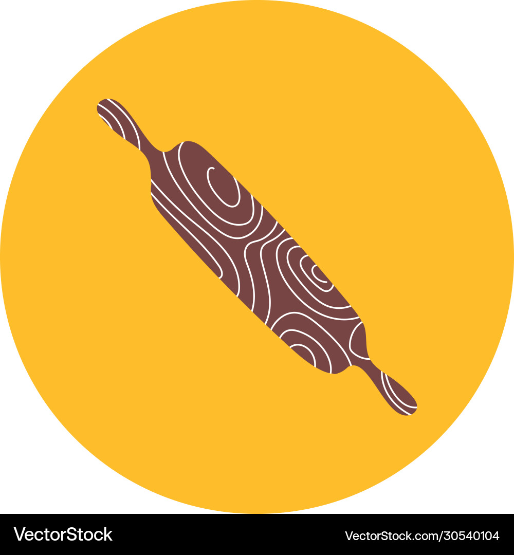 Kitchen wooden roll utensil hand draw style Vector Image
