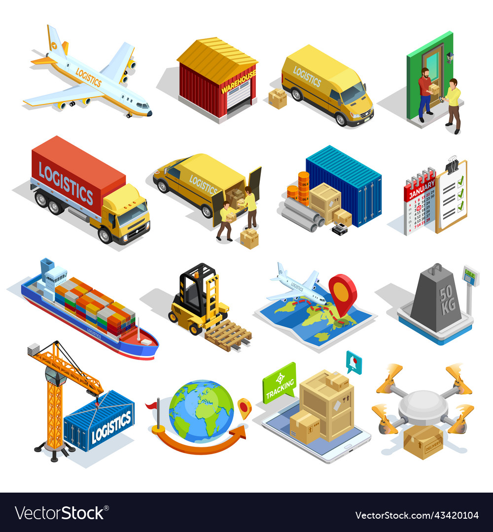 Logistics isometric icons set Royalty Free Vector Image Logistics isometric icons set Royalty Free Vector Image