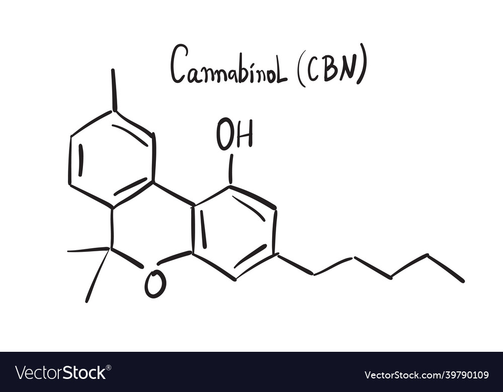 Cannabinol molecule formula hand drawn imitation Vector Image Cannabinol molecule formula hand drawn imitation Vector Image