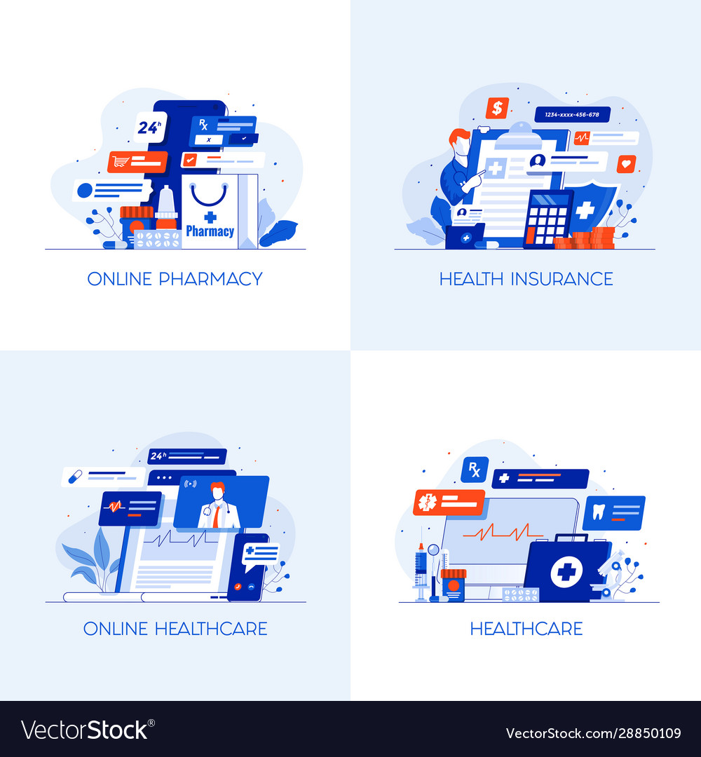 Flat designed conceptual icons 8 Royalty Free Vector Image
