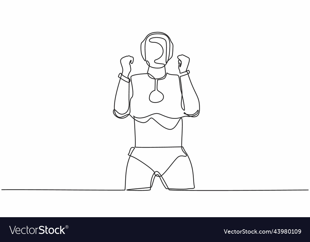 Single Continuous Line Drawing Robot Standing Vector Image