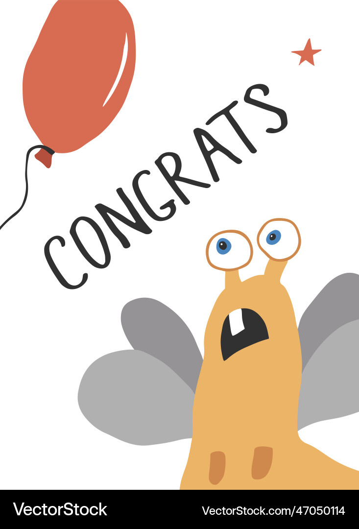Cute monster birthday greeting card Royalty Free Vector