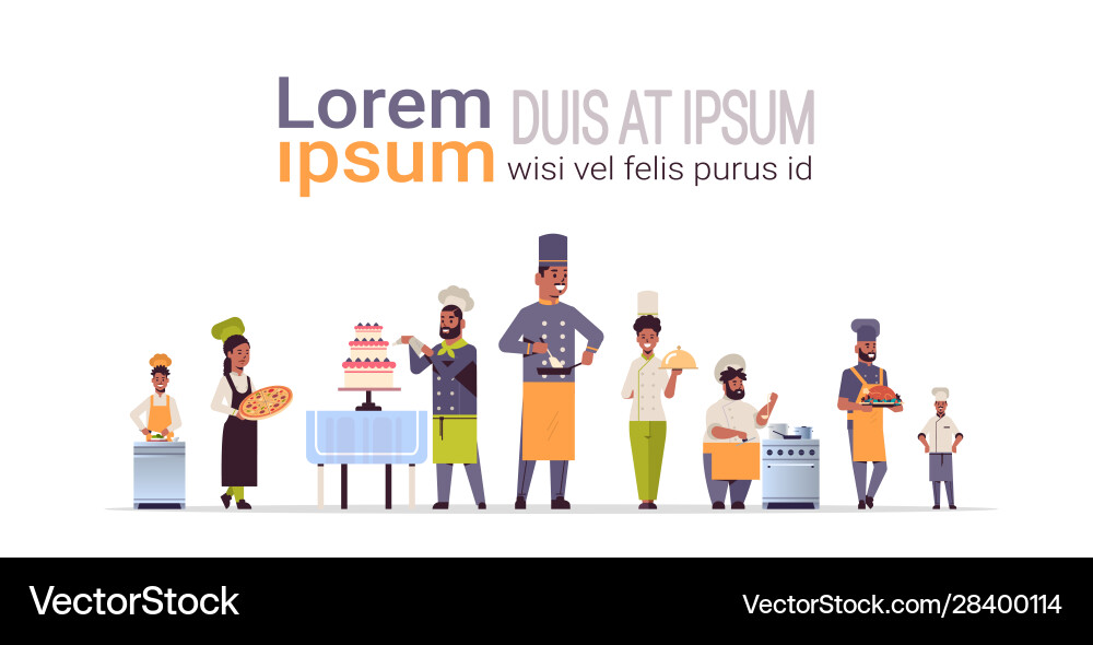 Different professional chefs standing together Vector Image