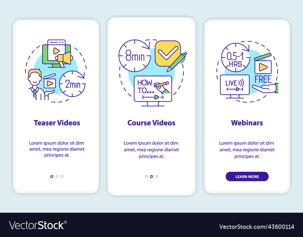Online Tutorials Types Onboarding Mobile App Vector Image