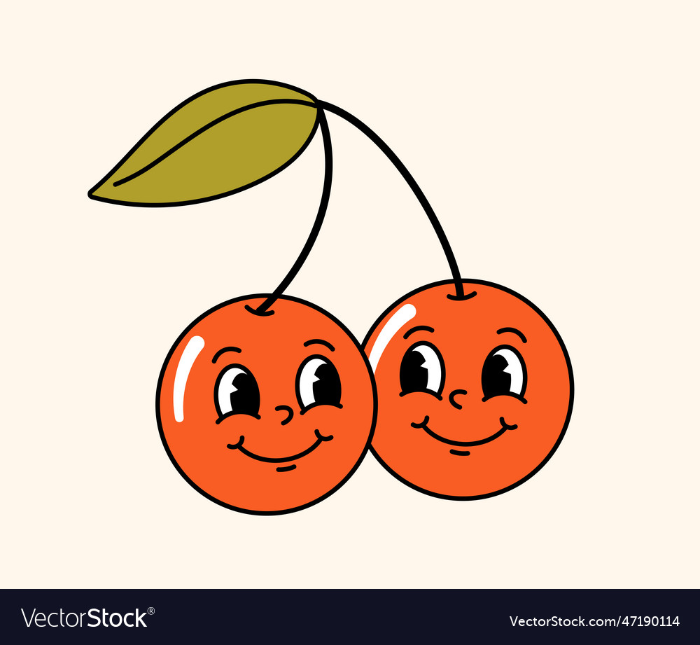 Retro Hippie Cherry Concept Royalty Free Vector Image