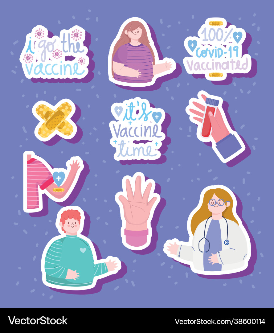 Set vaccine time Royalty Free Vector Image - VectorStock