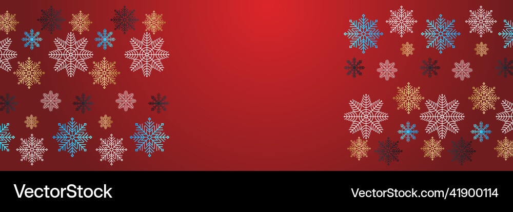 Winter red snowflake design template banner Vector Image