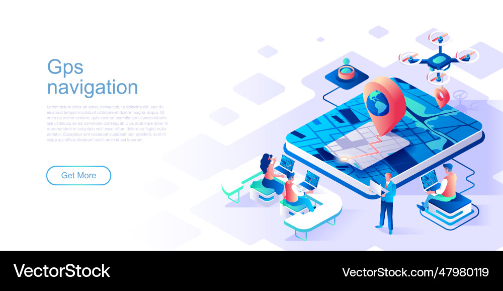 Gps navigation landing page template city map Vector Image