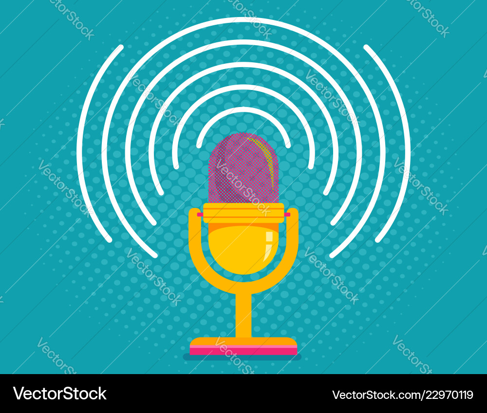 Microphone on halftone background Royalty Free Vector Image