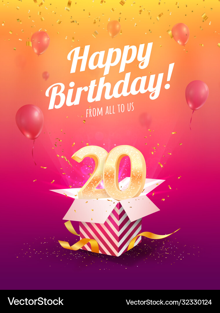 20 years anniversary banner template Royalty Free Vector