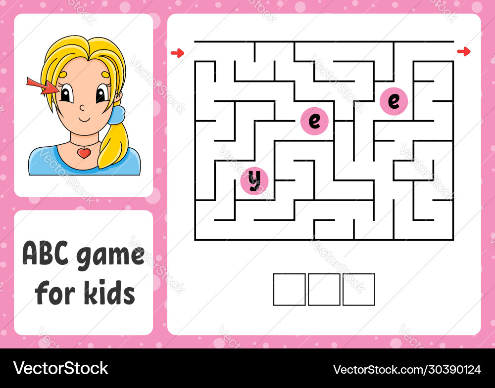 Abc maze for kids answer eye rectangle labyrinth Vector Image