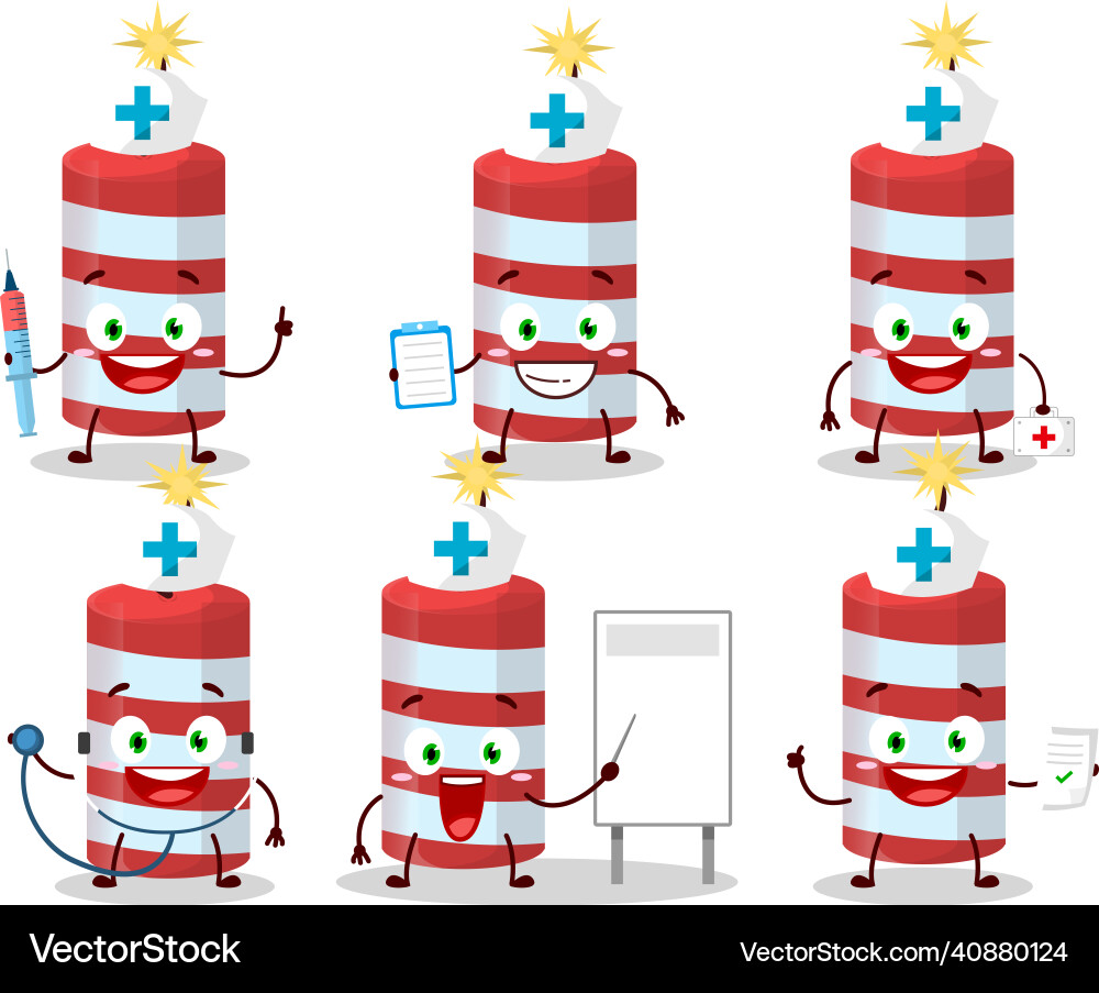 Doctor profession emoticon with red firecracker Vector Image