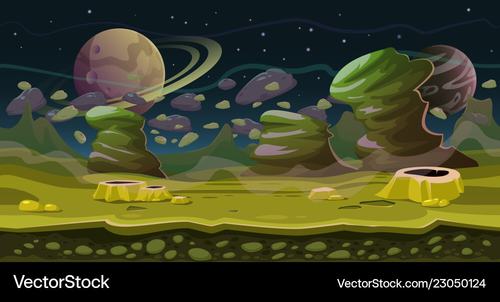 Fantasy space seamless game landscape planet game Vector Image