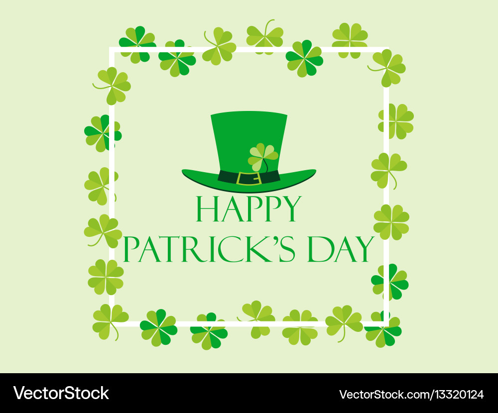 Happy st patricks frame with leprechaun hat Vector Image