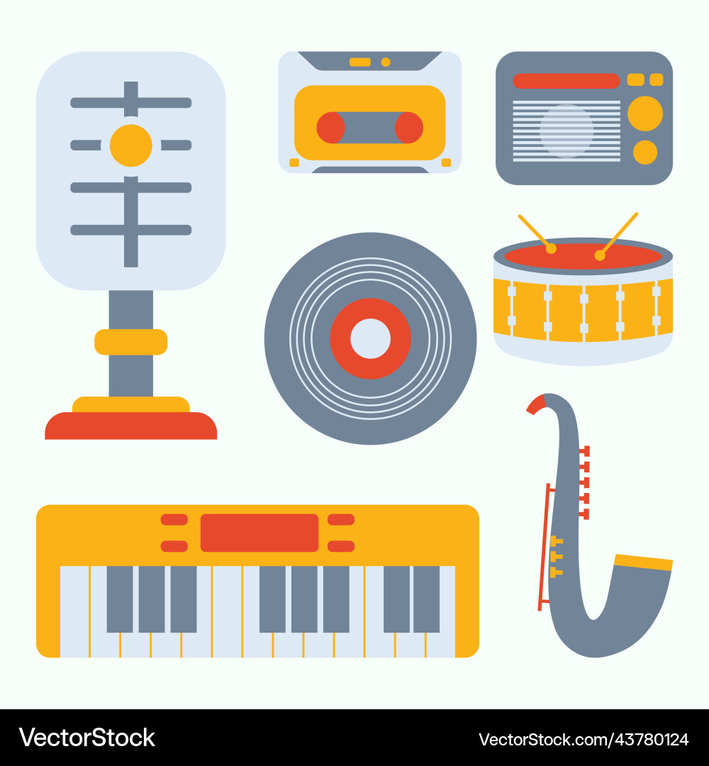 Music instrument set art design Royalty Free Vector Image