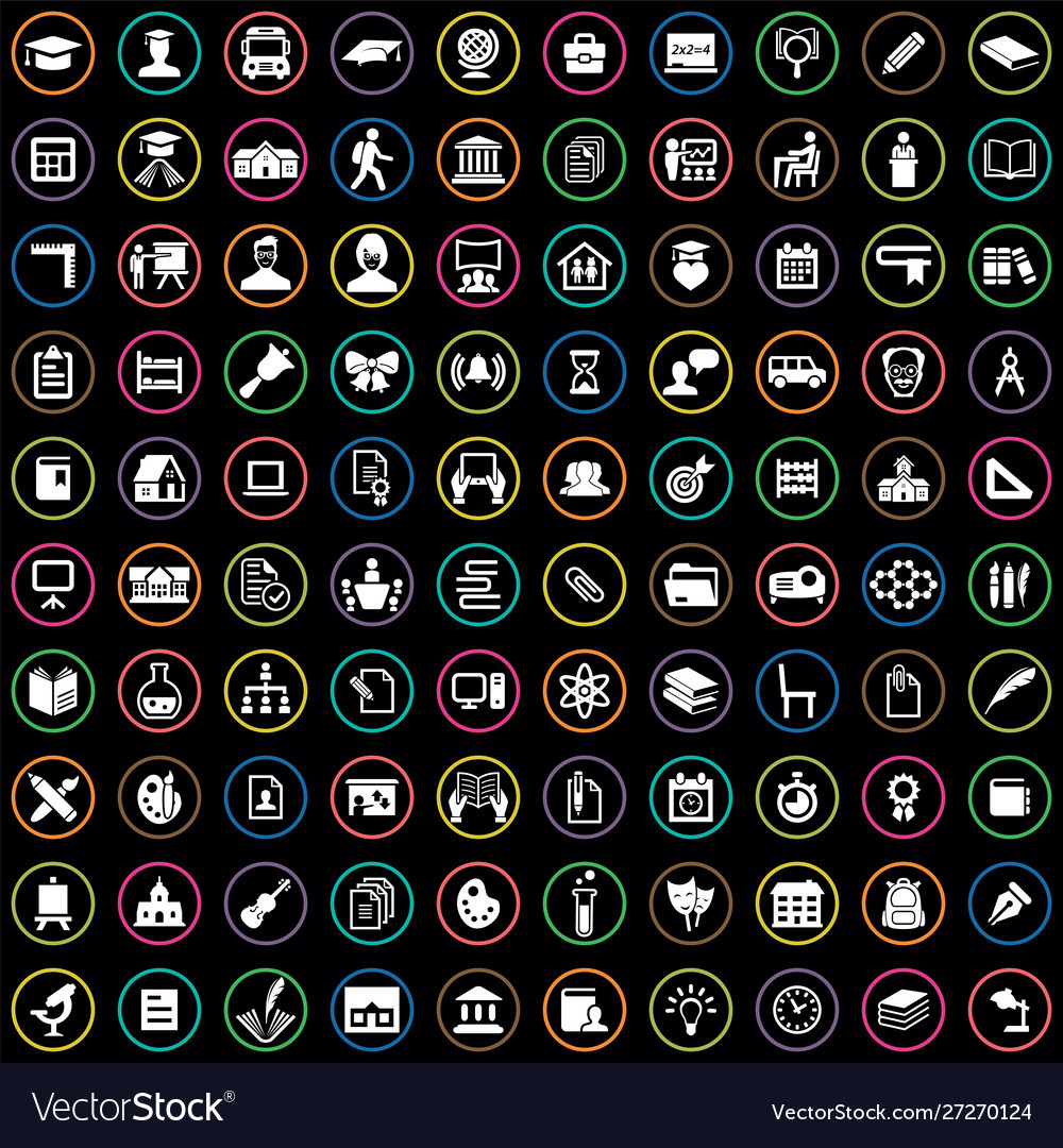 School 100 icons universal set for web and ui Vector Image